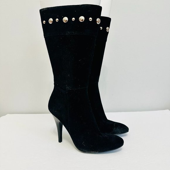 Guess | Shoes | Guess Suede Studded Midcalf Stiletto High Heeled Boots ...